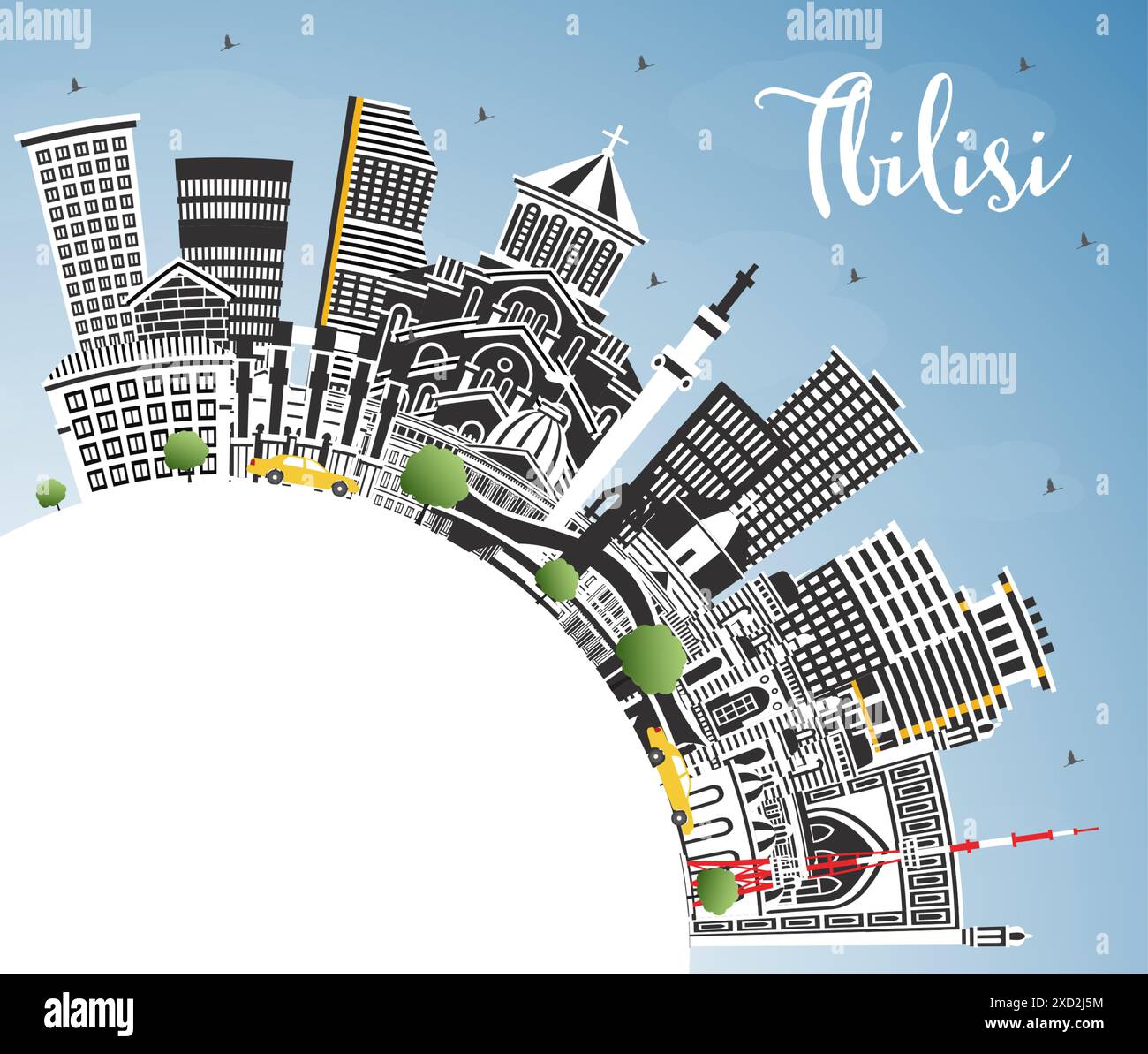 Tbilisi Georgia City Skyline with Color Buildings, Blue Sky and Copy ...