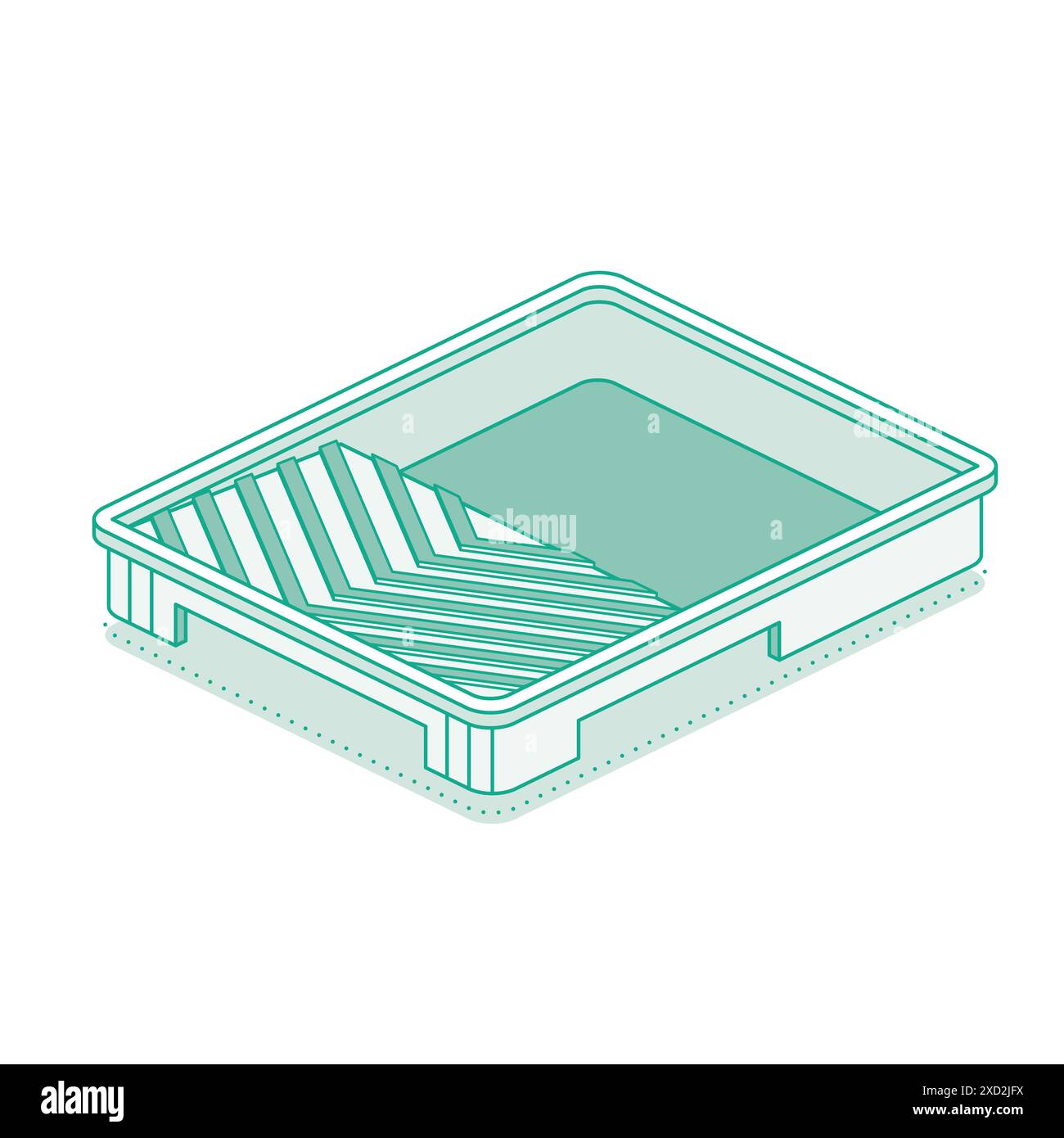 Isometric paint tray. Vector illustration. Outline object isolated on ...