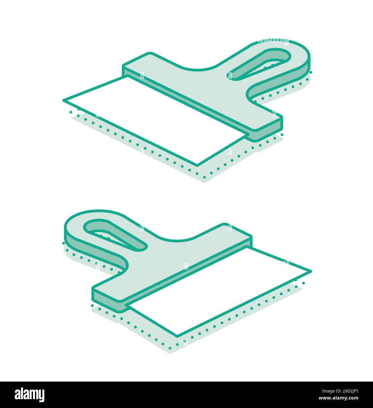 Isometric scraper putty knife. Vector illustration. Outline object ...