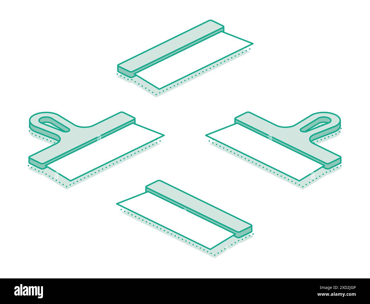 Isometric scraper putty knife. Vector illustration. Outline object ...