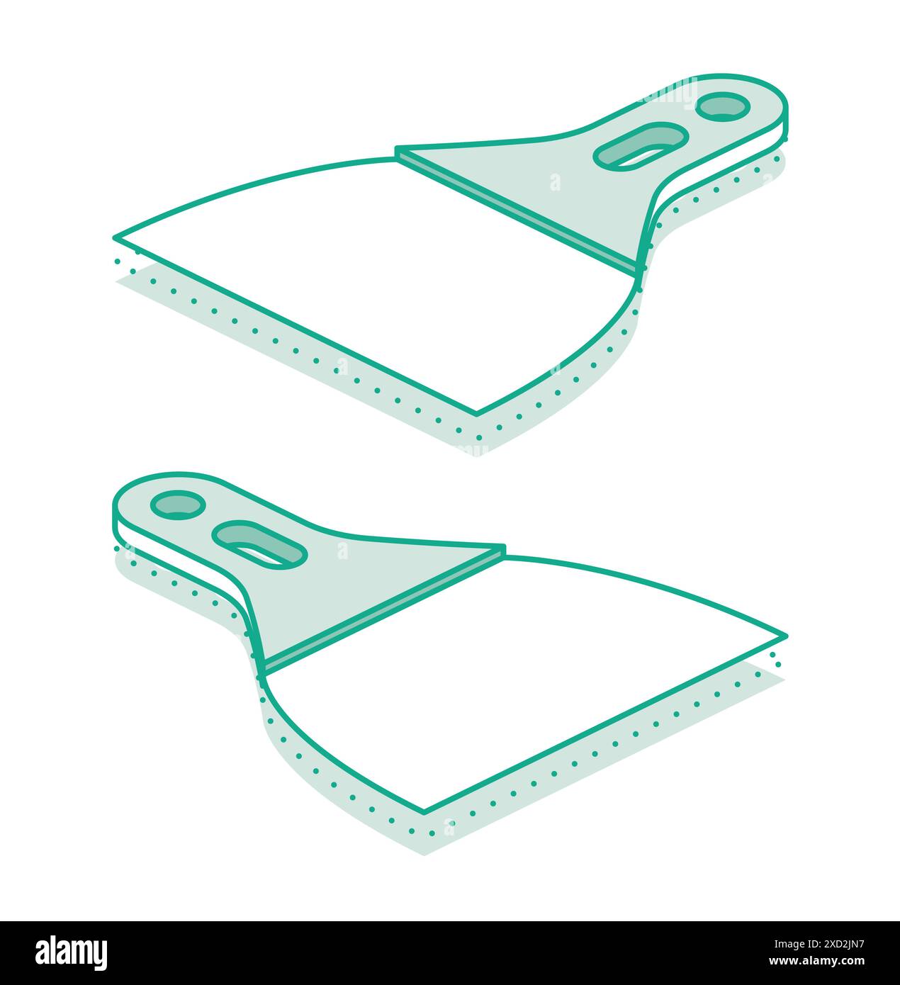 Isometric scraper putty knife. Vector illustration. Outline object ...