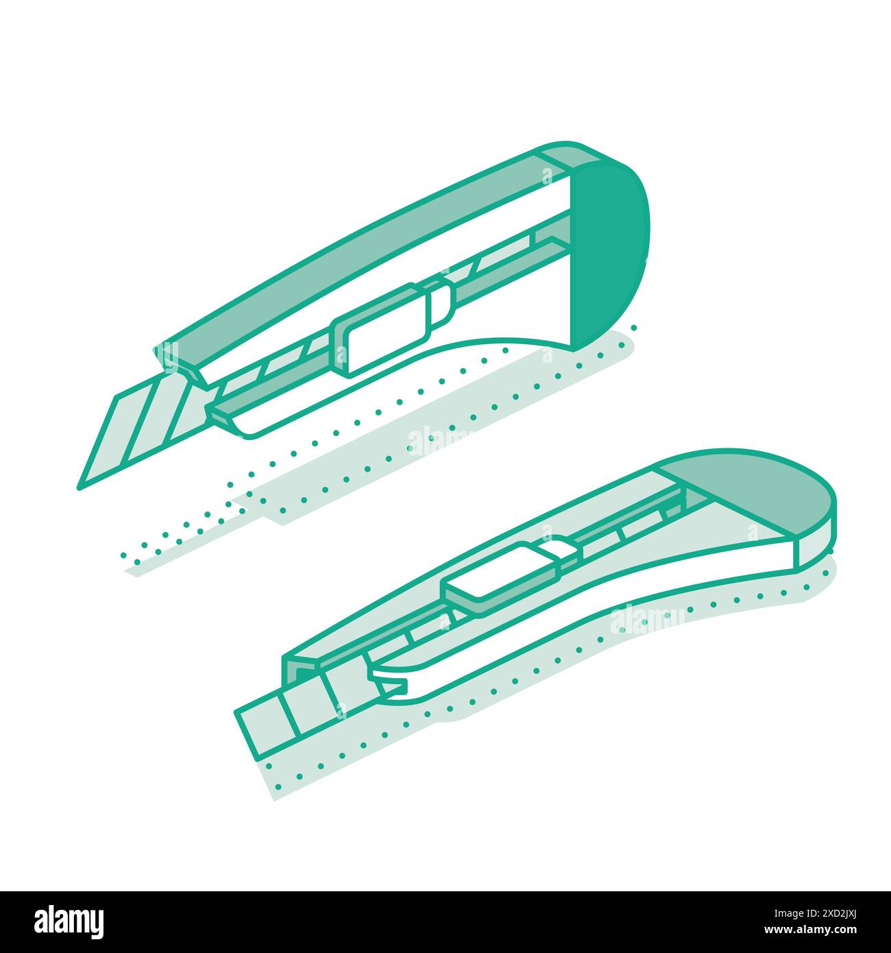 Isometric stationery utility knife with sharp blade. Vector ...