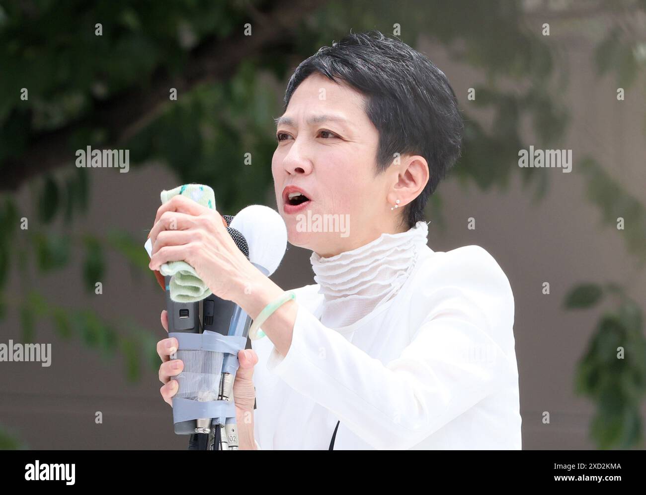 Tokyo, Japan. 20th June, 2024. Former opposition lawmaker Renho delivers a campaign speech for ...