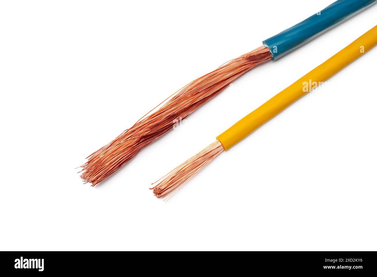 Various Electrical Wires With Exposed Copper Strands on White ...