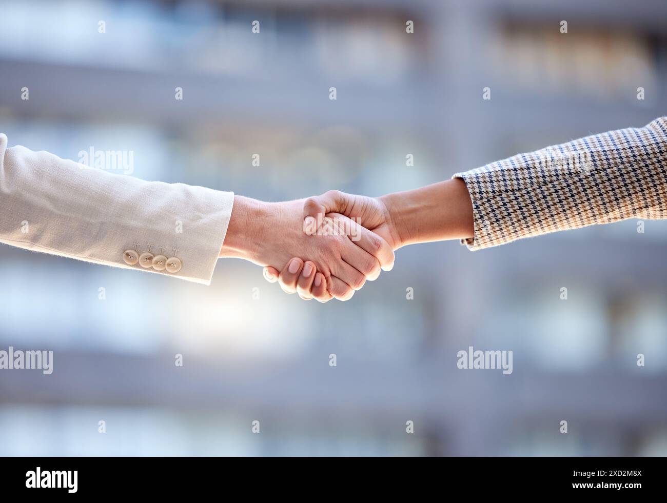 Business people, closeup and handshake for agreement, b2b deal and ...