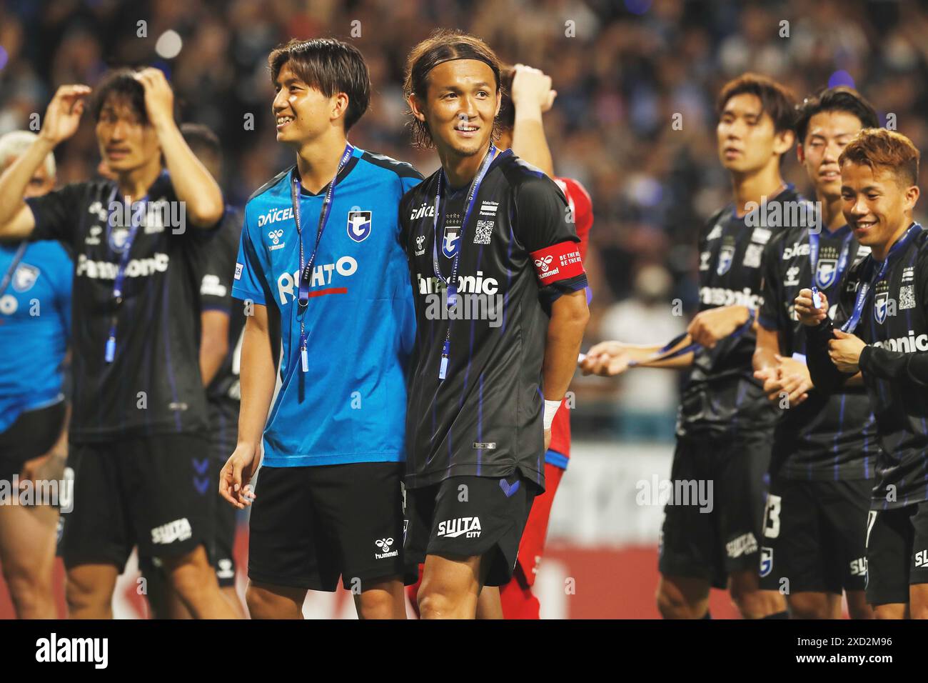 Suita, Japan. 16th June, 2024. (L-R) Kota Yamada, Takashi Usami (Gamba ...