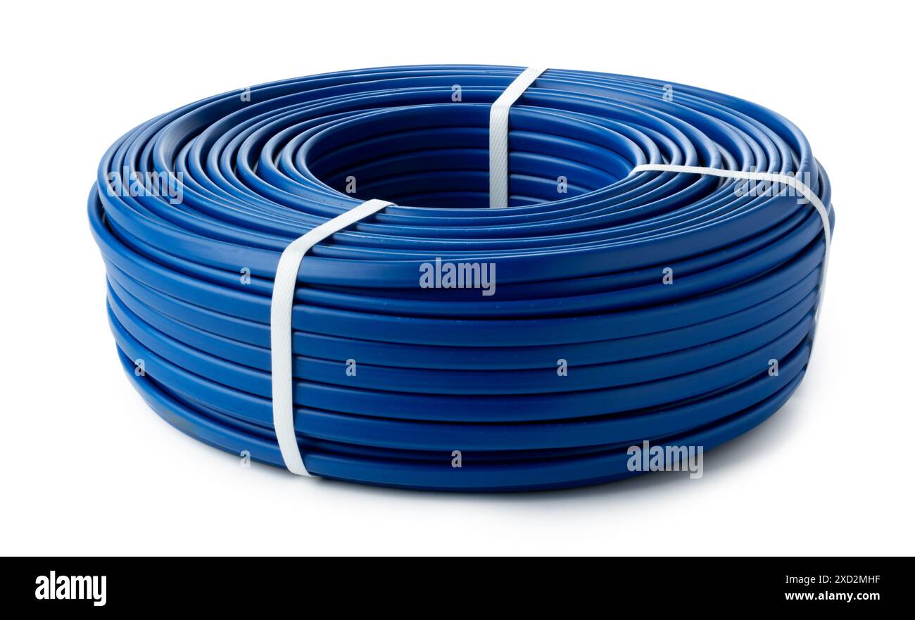 Blue Electrical Wire Roll Isolated on White Background Stock Photo - Alamy