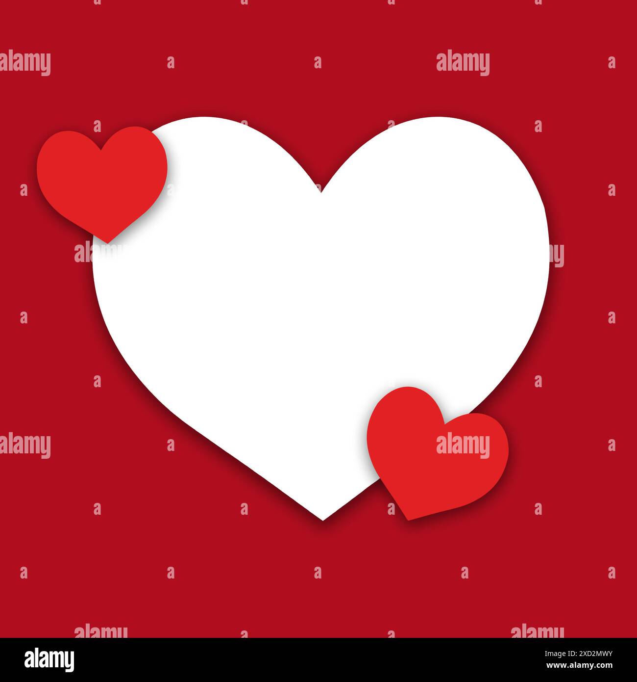 Valentines day mockup card with white empty heart for greetings ...