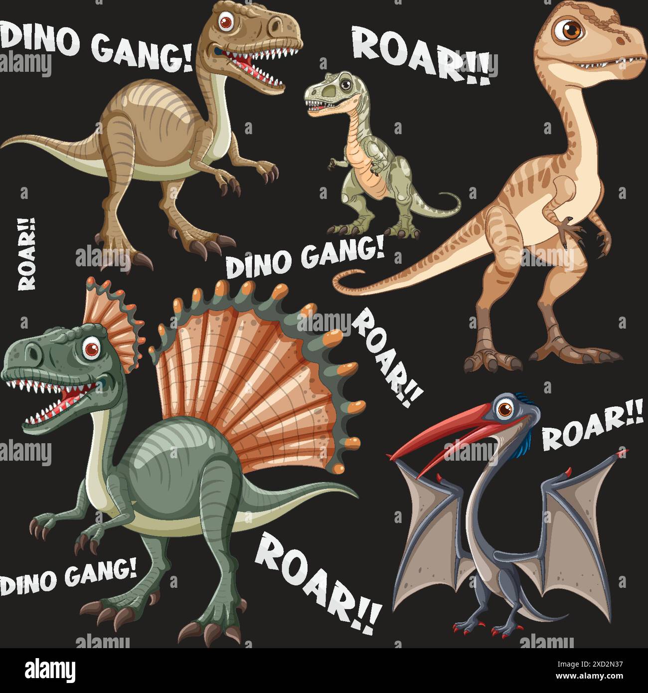 Various dinosaurs roaring with text elements Stock Vector Image & Art ...