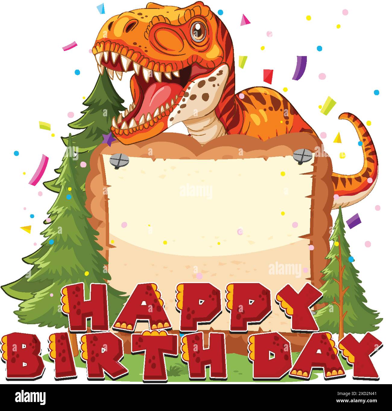 T-Rex with birthday sign and confetti Stock Vector Image & Art - Alamy