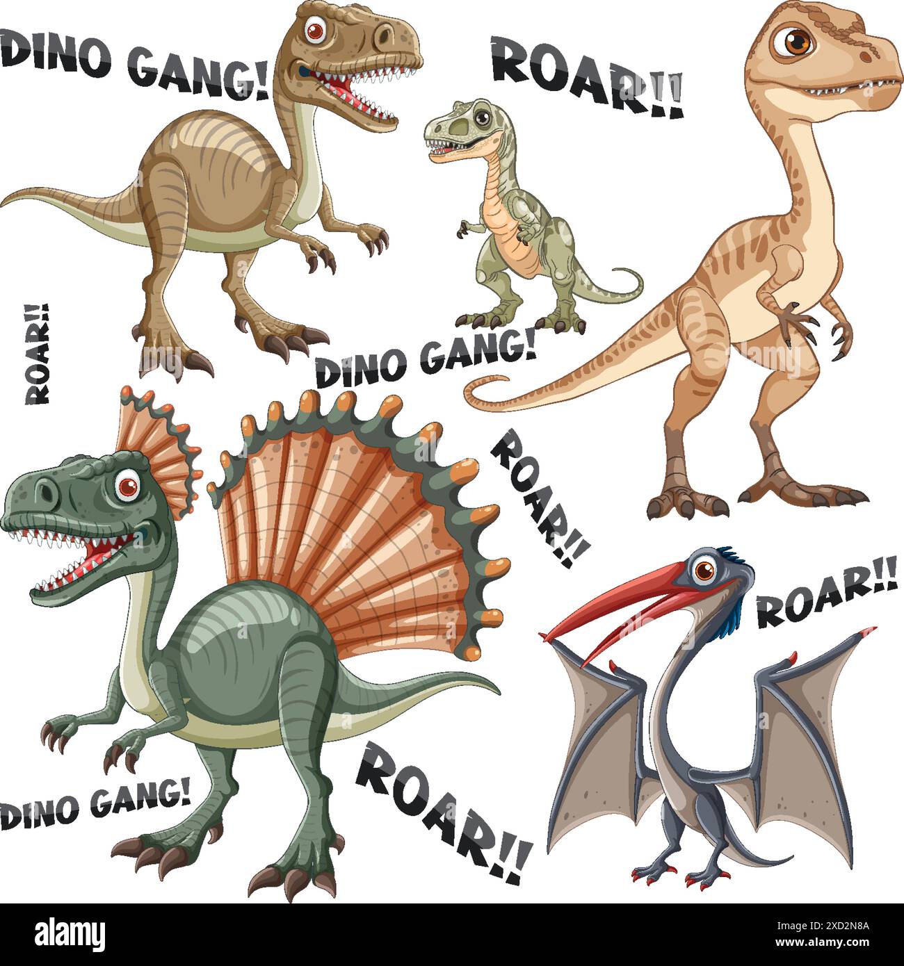 Group of dinosaurs with text 'ROAR!!' Stock Vector Image & Art - Alamy