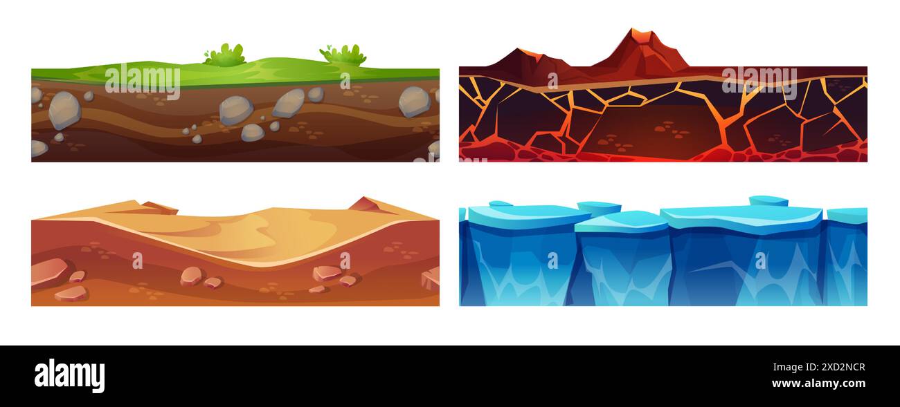 Cut ground layer for game ui platform design. Cartoon vector set of ...