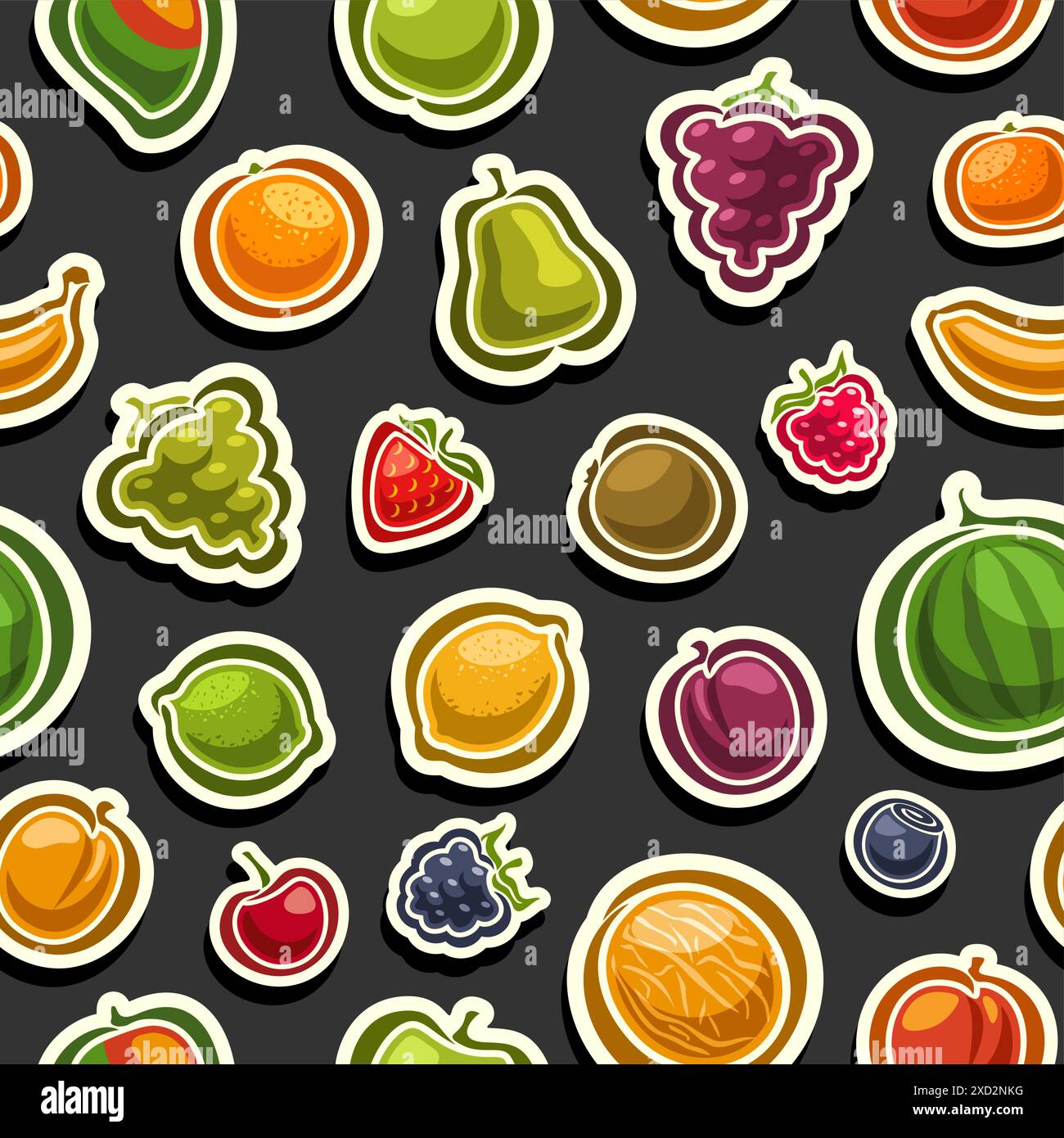 Vector Fruit Seamless Pattern, decorative background with many flying ...