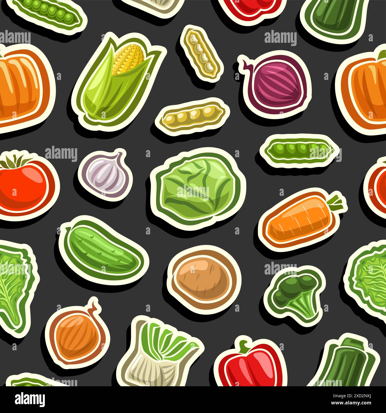 Vector Vegetable Seamless Pattern, decorative background with many ...