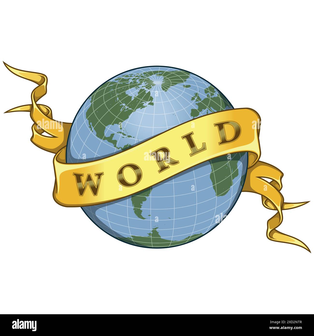 Vector design of planet earth surrounded with ribbon, earth sphere ...
