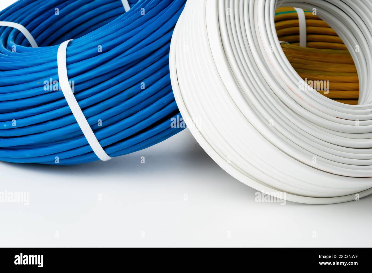 Three Spools of Electrical Wire on White Background Stock Photo - Alamy