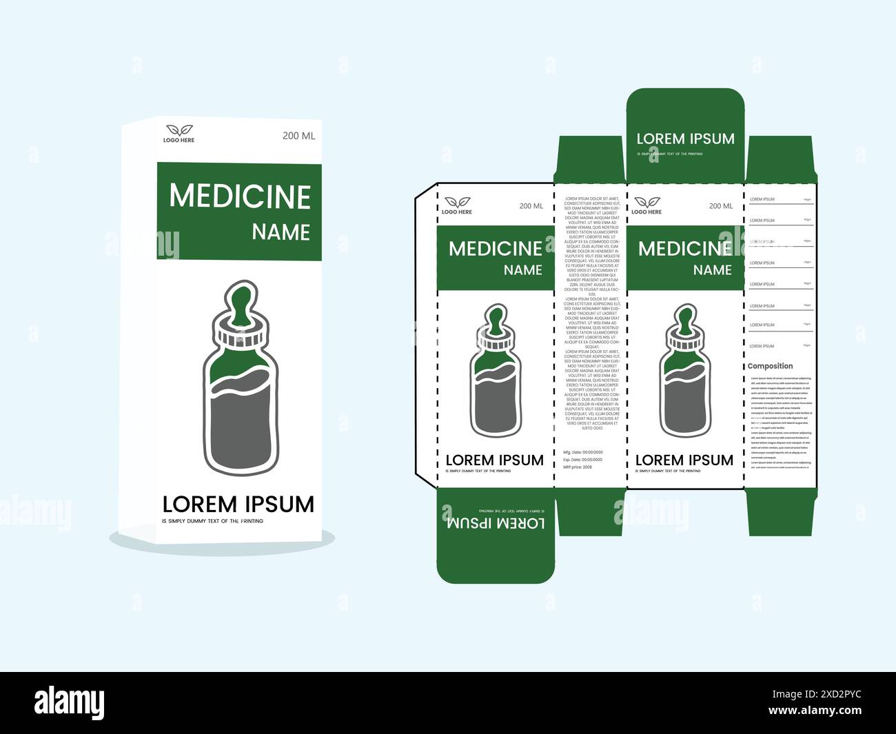 Medicine Packaging Dielines vector illustration of a background for the ...