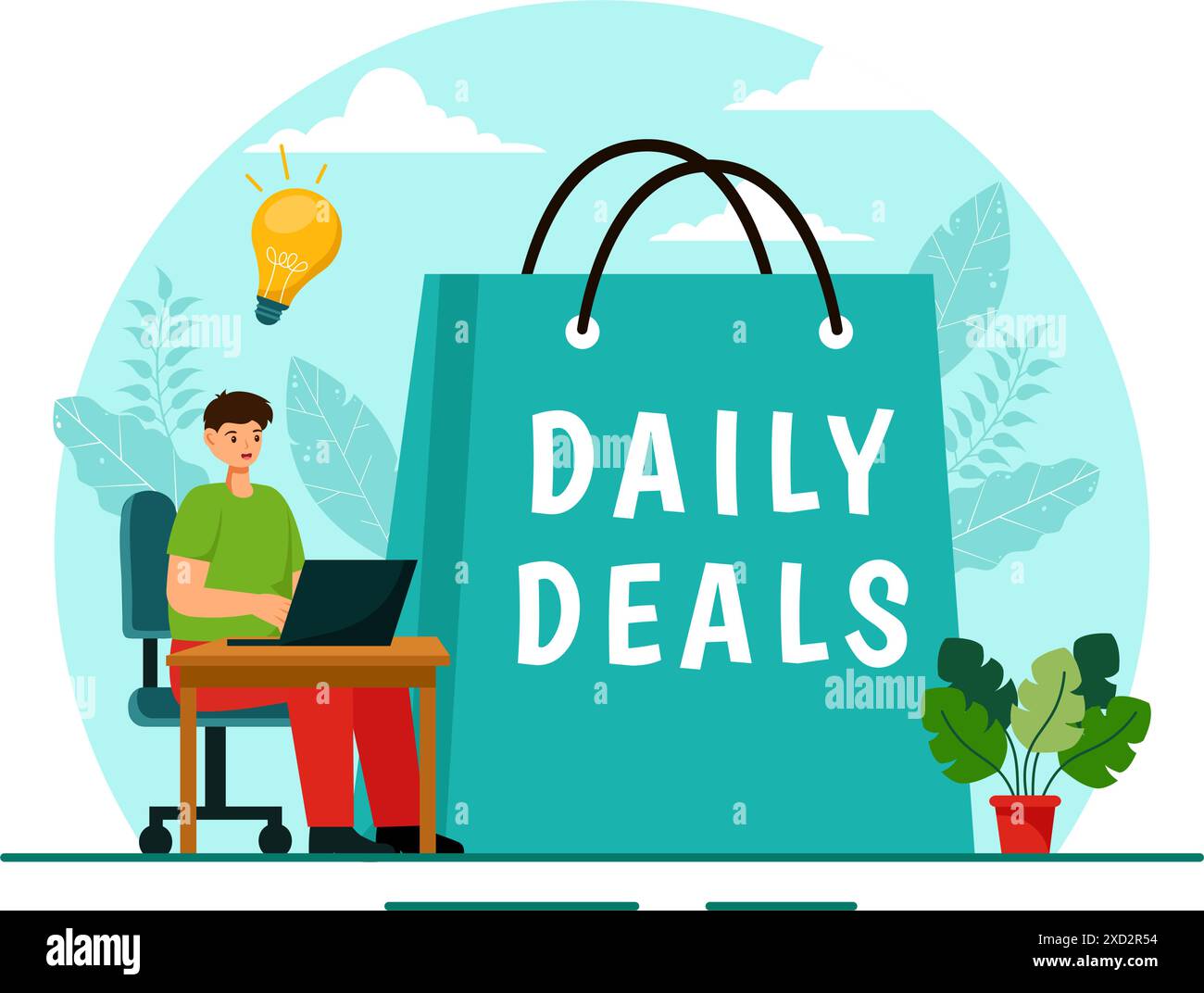 Daily Deals Vector Illustration featuring Shopping Goods and Hunting ...