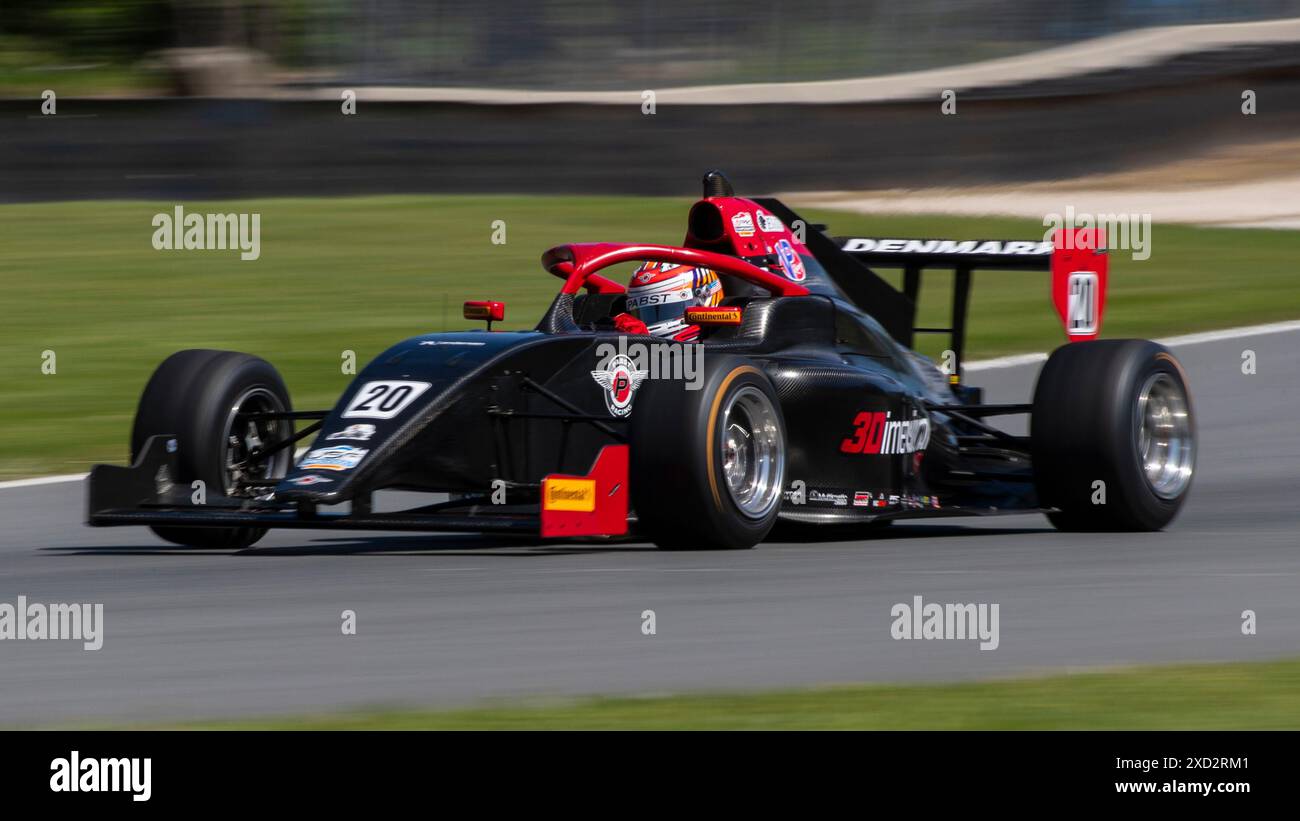 June 09, 2024: USF Pro 2000 Pabst Racing car driven by #20 Jace Denmark ...