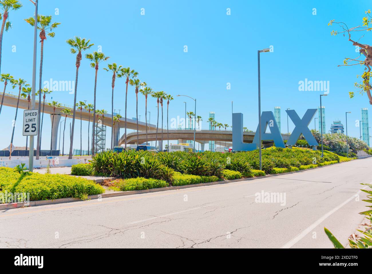 Los Angeles, California - April 8, 2024: Clear roadside view of the LAX ...