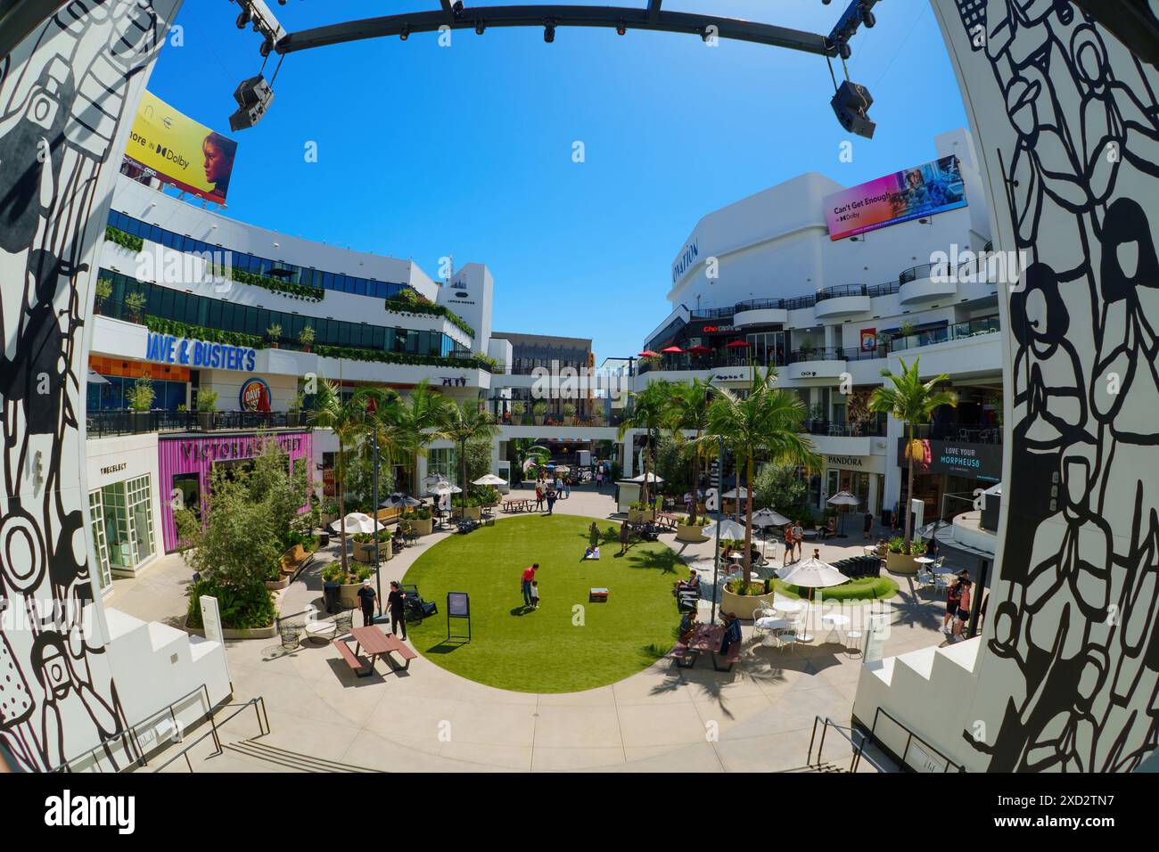 Los Angeles, California - April 10, 2024: Central plaza with modern ...