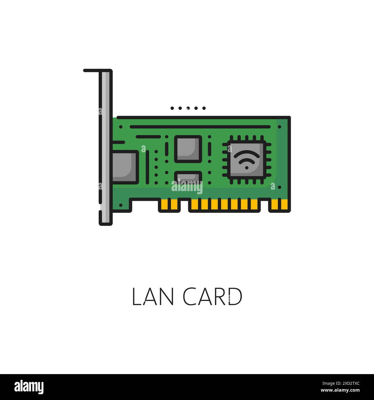 Computer network software, PCI LAN card color thin line icon. Web ...