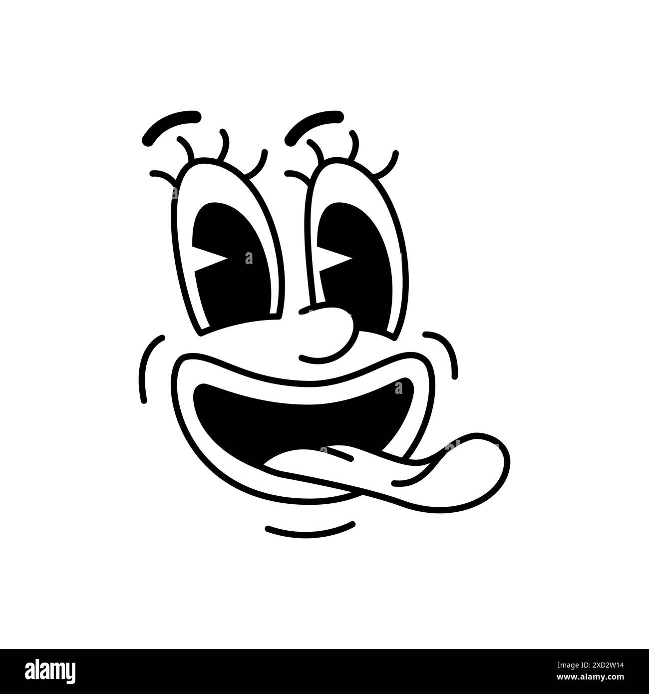 Cartoon funny comic mischievous groovy face emotion, retro cute emoji ...