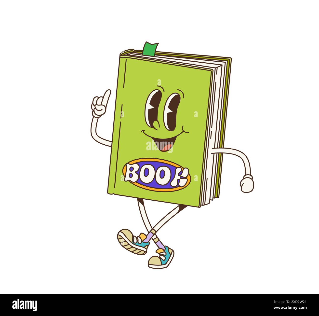 Cartoon retro groovy book or textbook character. Isolated vector lively ...