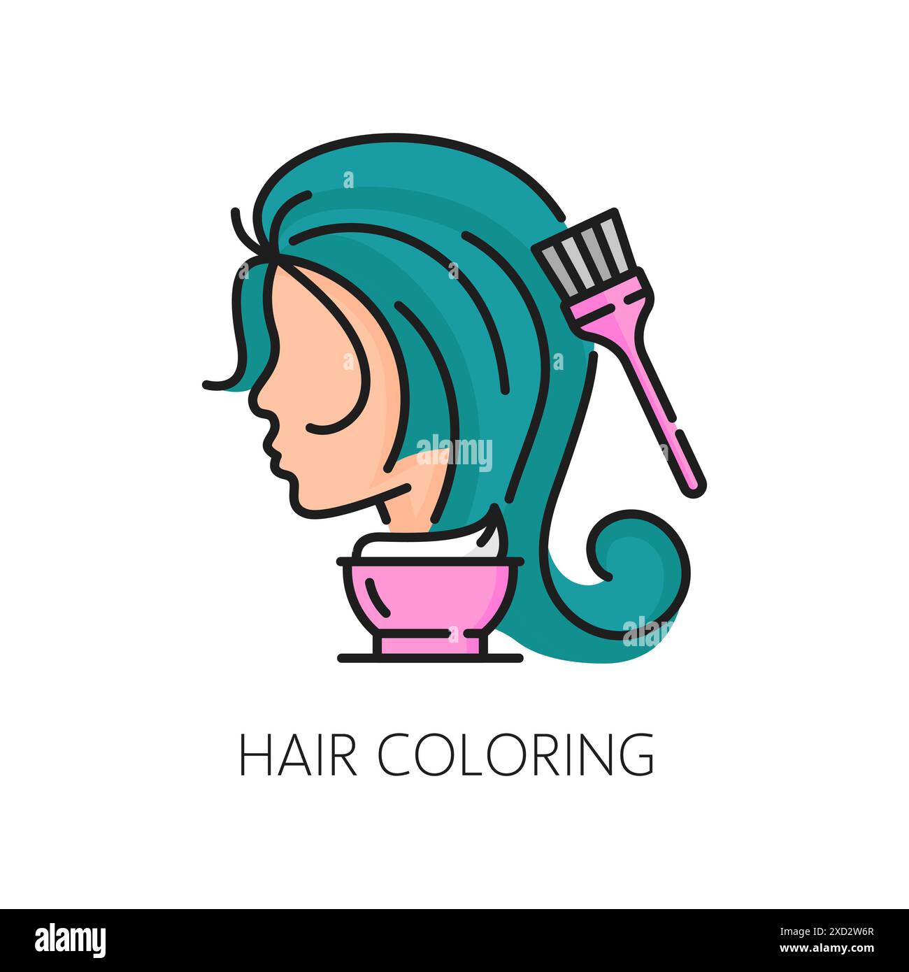 Hair care and coloring treatment line color icon. Woman beauty ...