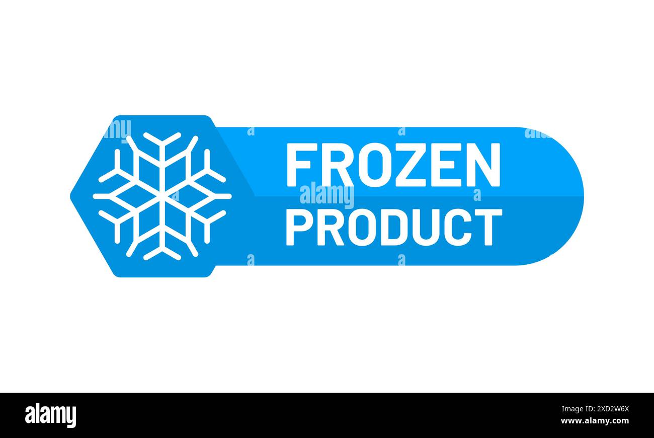 Blue frozen cold product icon, ice crystal label and badge for ...