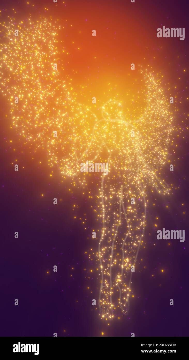 3d illustration. The golden angel in the astral space Stock Photo - Alamy