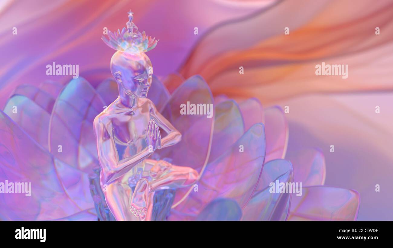 3d illustration evening meditation with Gayatri mantra Stock Photo - Alamy