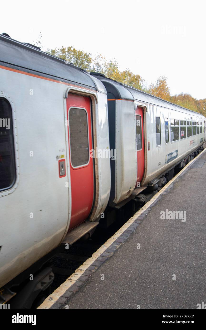 East Suffolk Lines passenger train waiting at Campsea Ashe station ...
