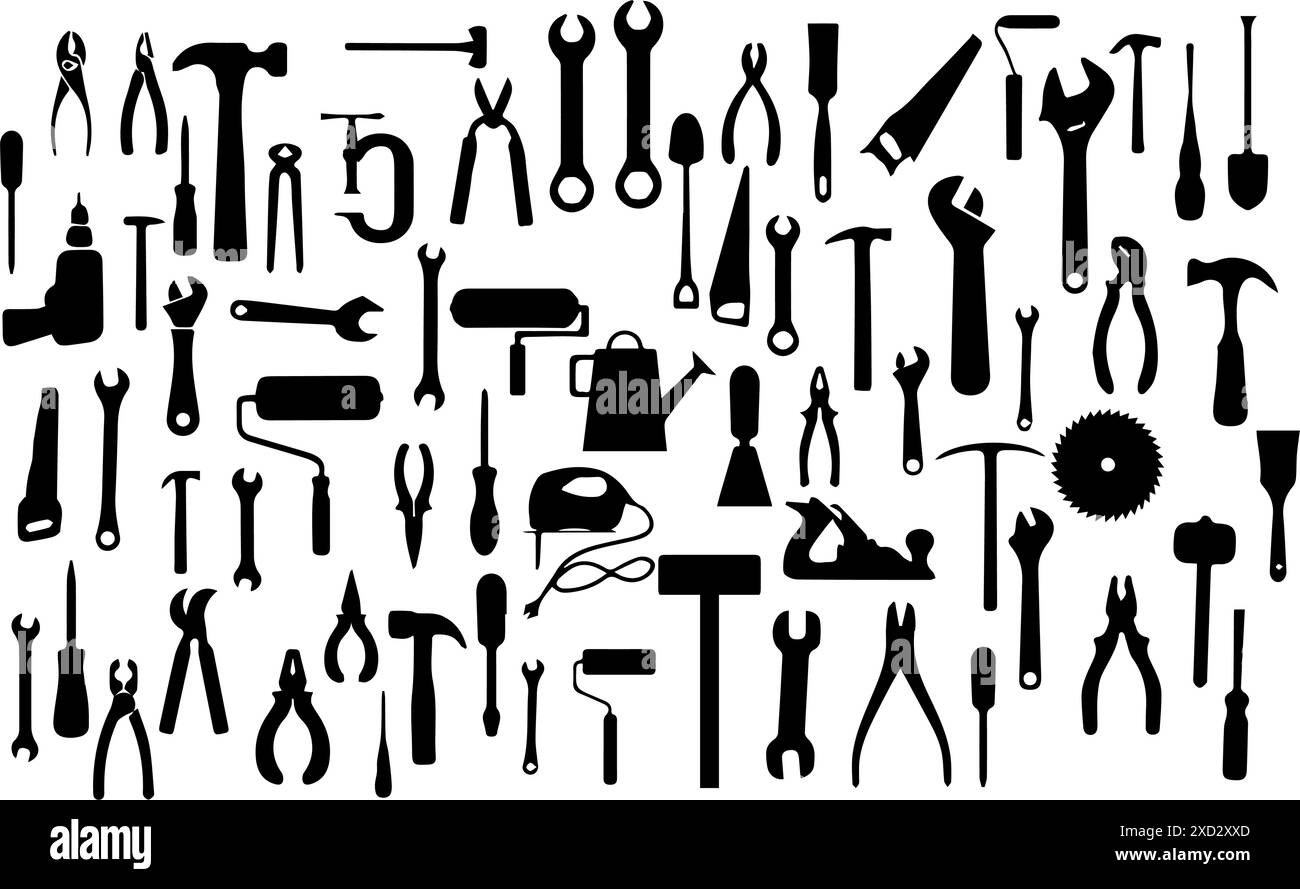 Repair concept editable stroke outline icons set isolated on white ...