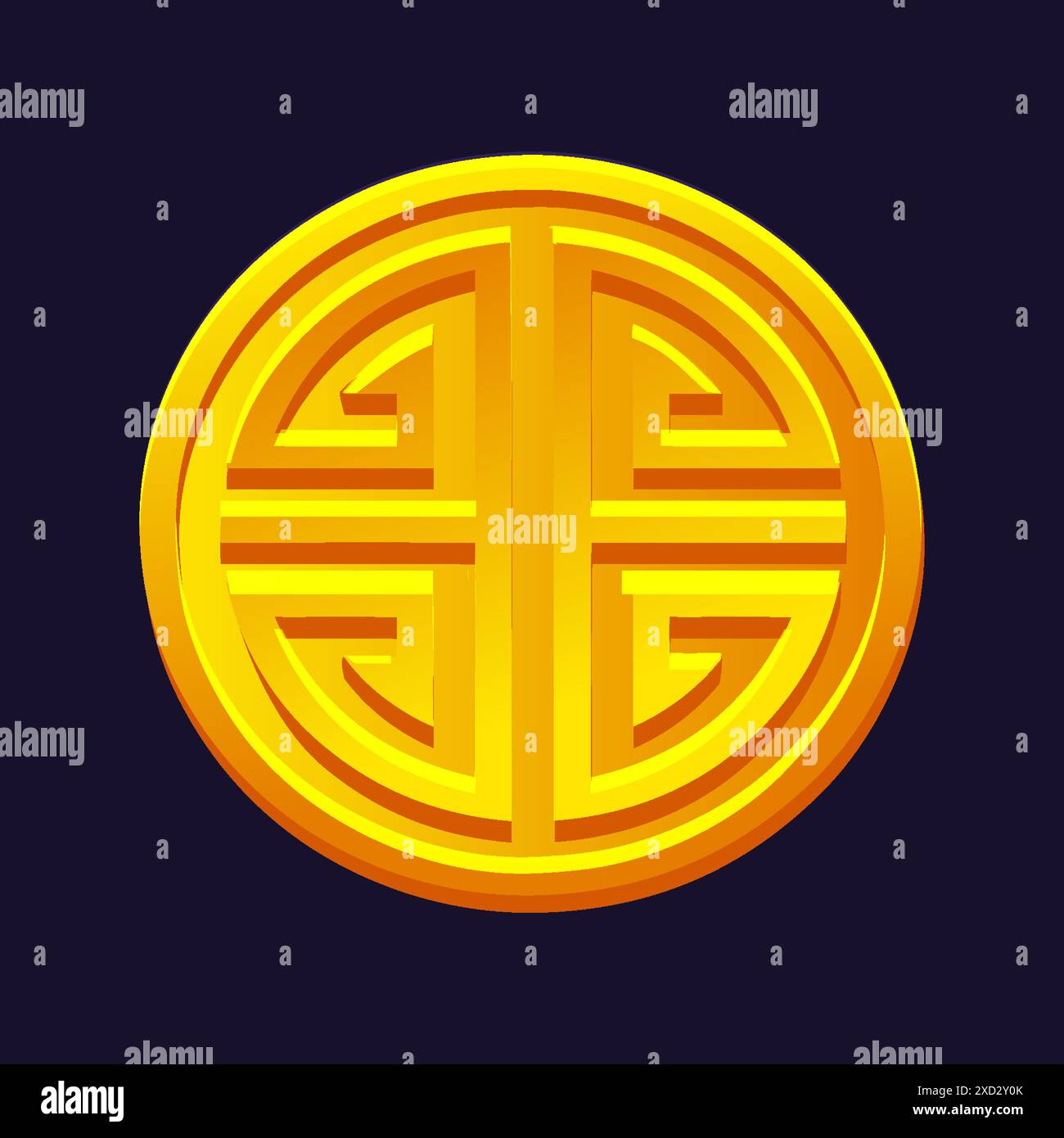 Golden coin with Chinese prosperity symbol. China Symbol Blessing Good ...