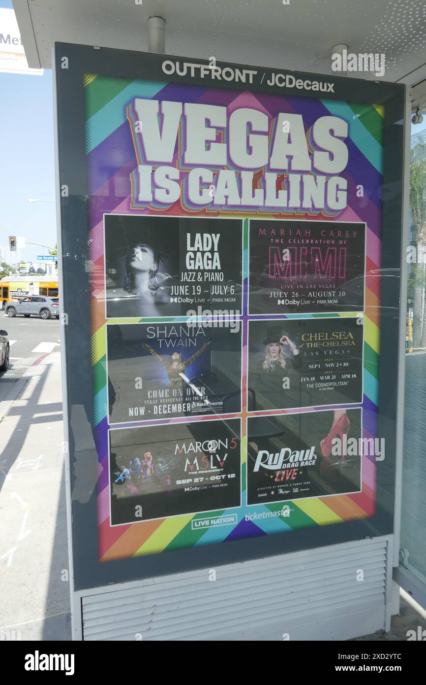 Los Angeles, California, USA 17th June 2024 Vegas is Calling Bus Stop ...
