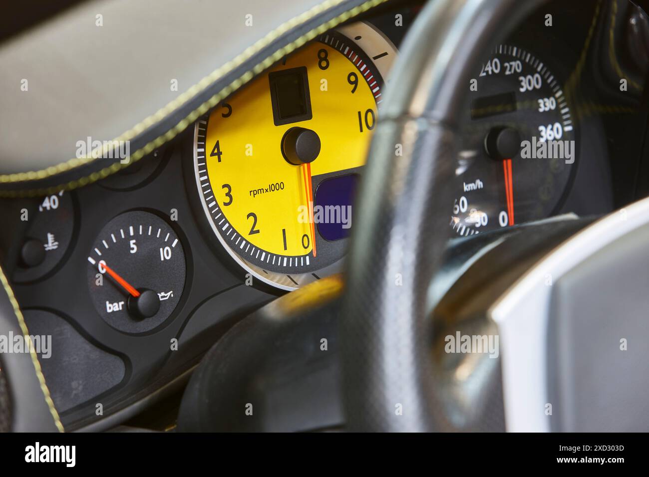 Sport car dashboard detail. Motor industry. Analogical instruments ...