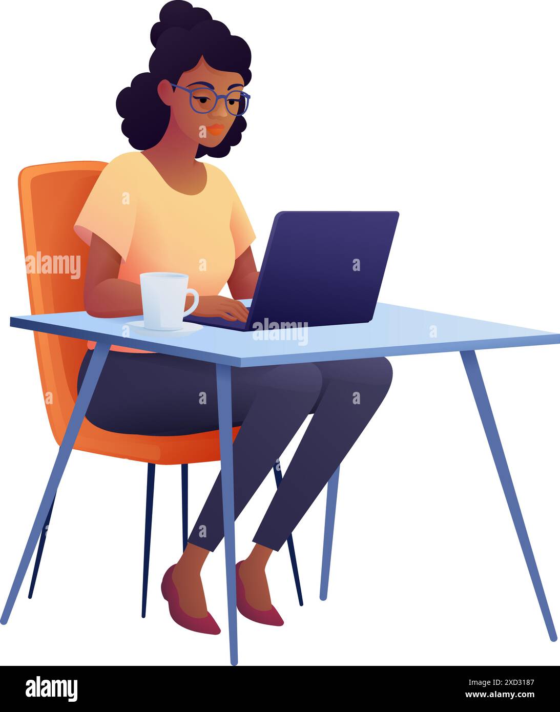 Woman Using Laptop Computer Cartoon Illustration Stock Vector Image ...