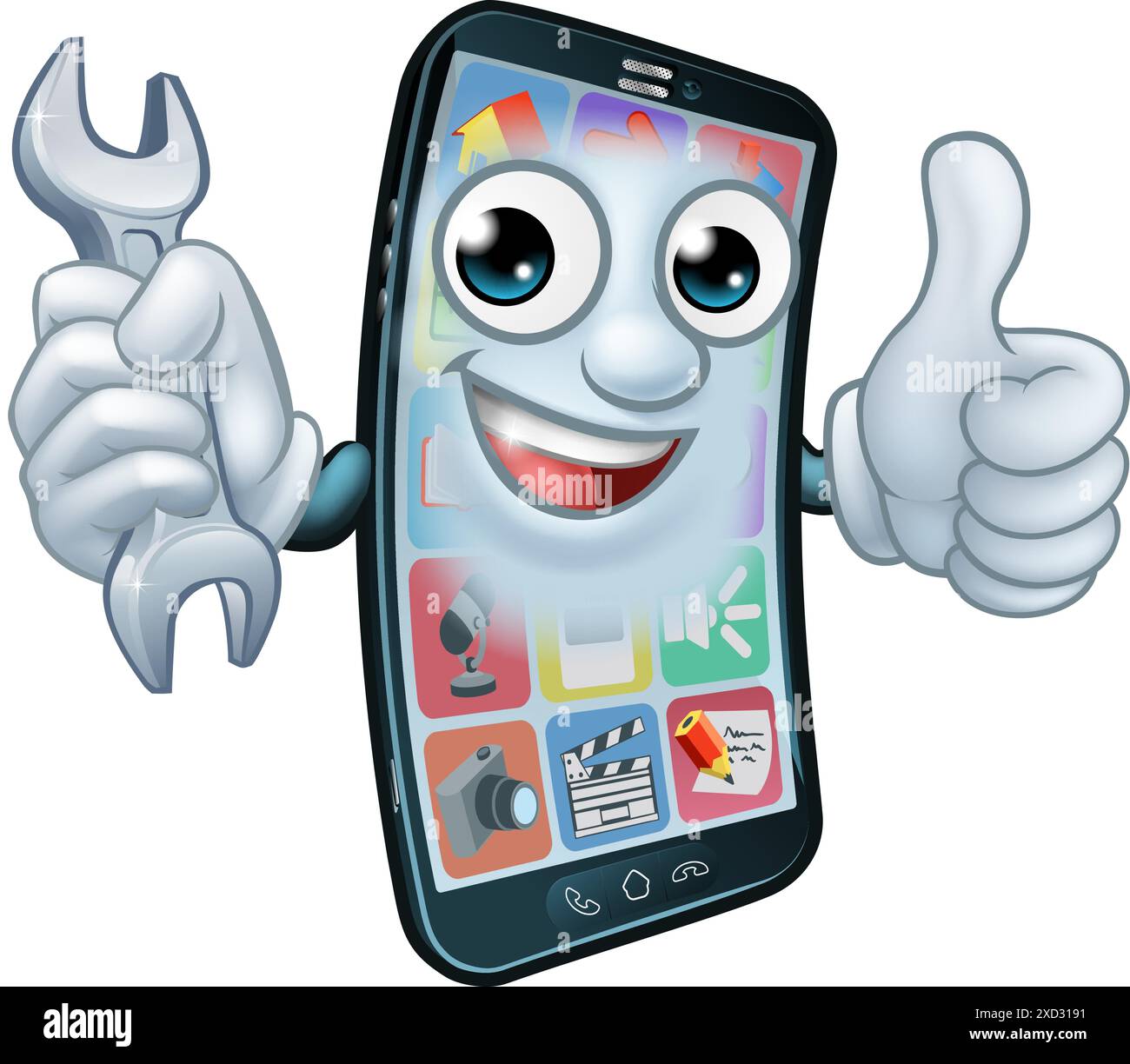 Mobile Phone Repair Spanner Thumbs Up Cartoon Stock Vector Image & Art ...