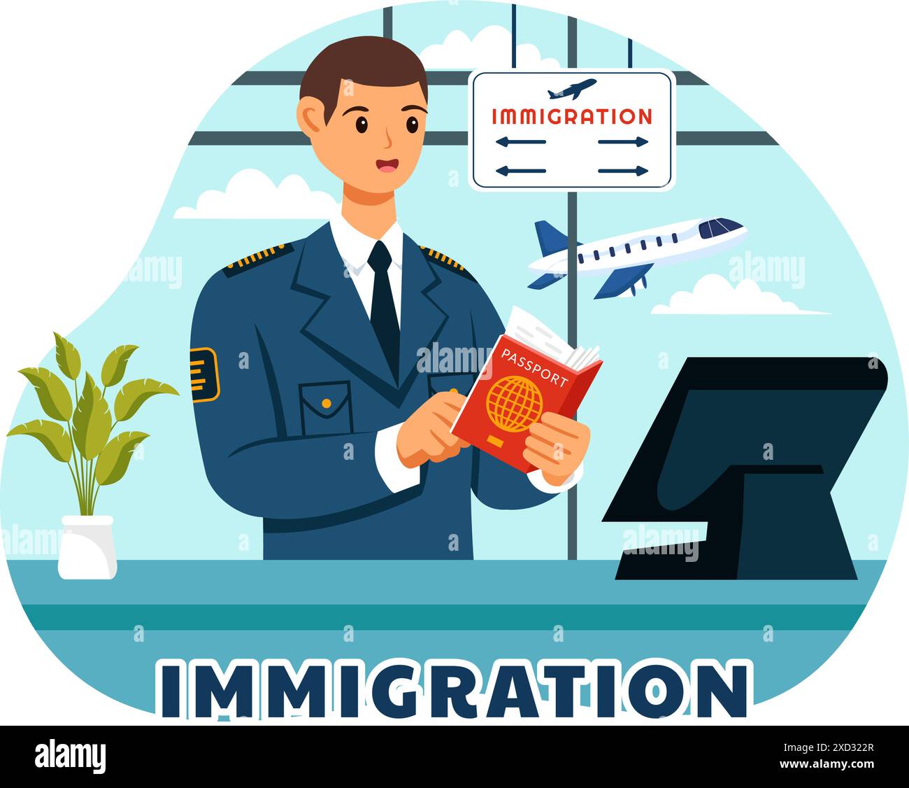 Immigration Vector Illustration, Movement of People with Document Visa ...
