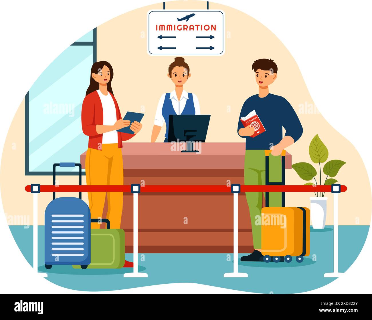 Immigration Vector Illustration, Movement of People with Document Visa ...