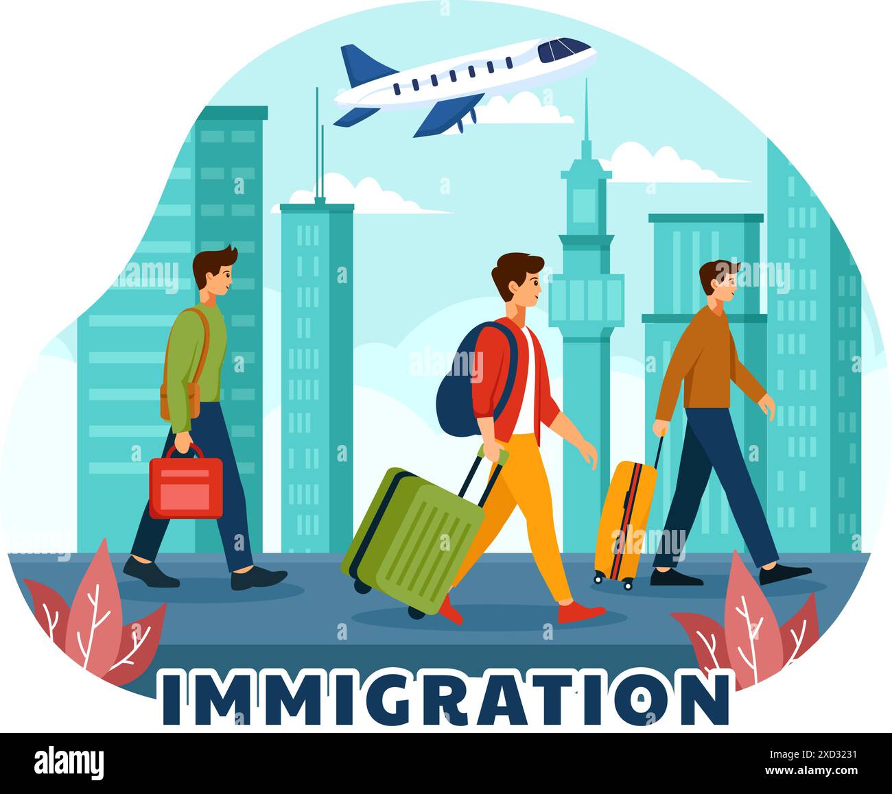 Immigration Vector Illustration, Movement of People with Document Visa ...