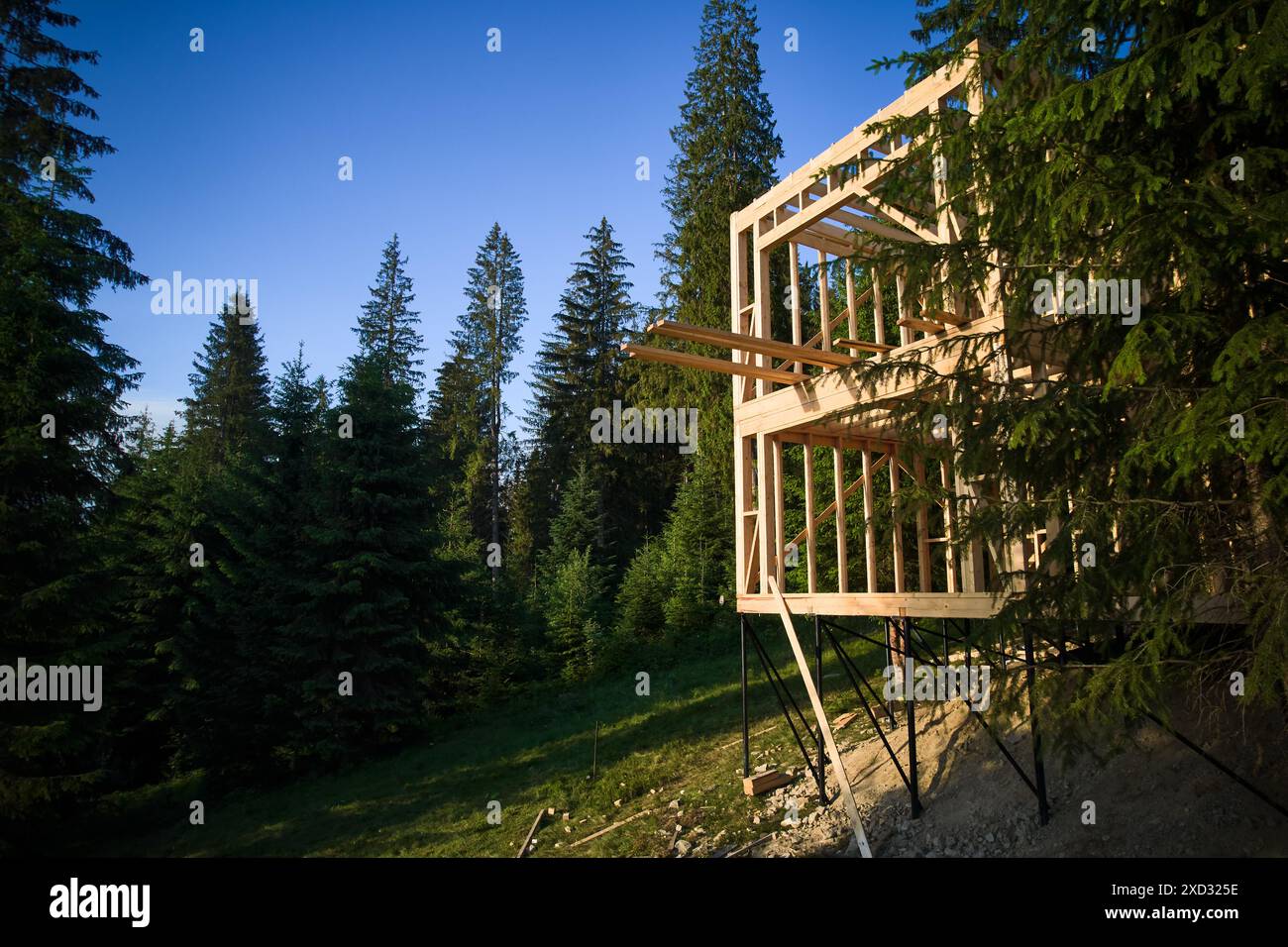 Drone's vantage point offers view of two-storey wooden-framed domicile ...