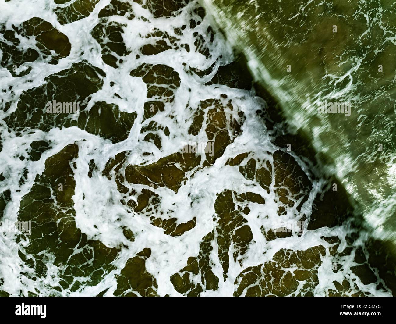 Overhead view dark stormy ocean waves with white foam in the ocean,Sea ...