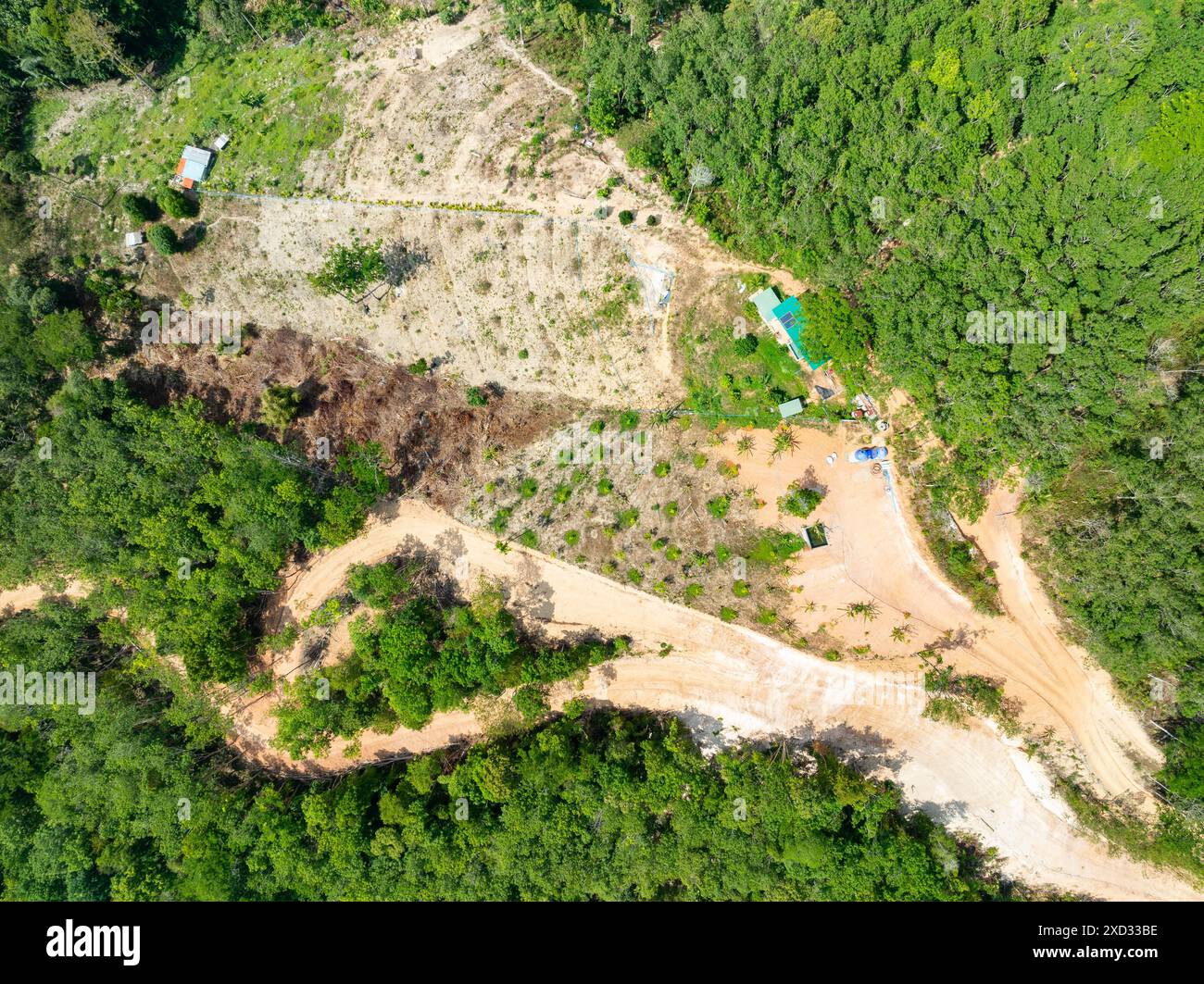 Mountain environmentally hazardous area,Top view tropical jungle ...