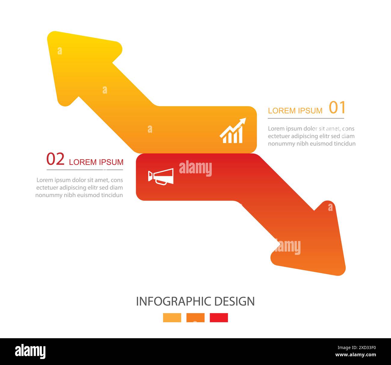 2 data infographics arrow up and down layout template. Illustration ...