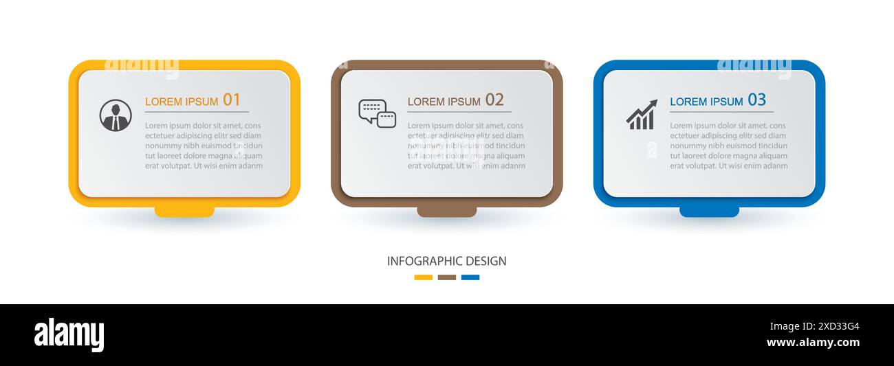 3 data infographics rectangle layout paper template. Illustration ...