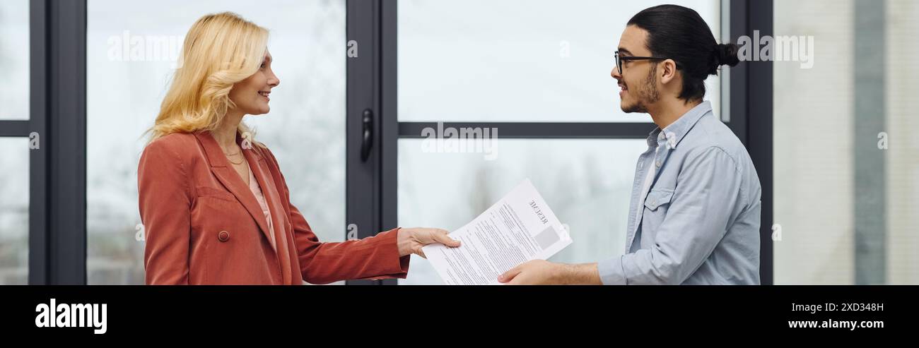 Exchanging a handshake hi-res stock photography and images - Alamy