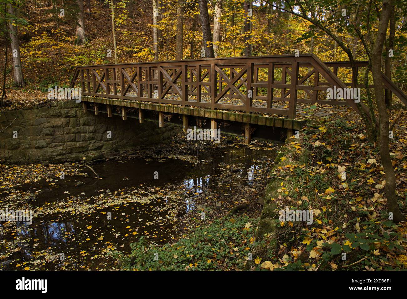 Footbridge over river Stropnice in public park "Tercino udoli" at Nove ...