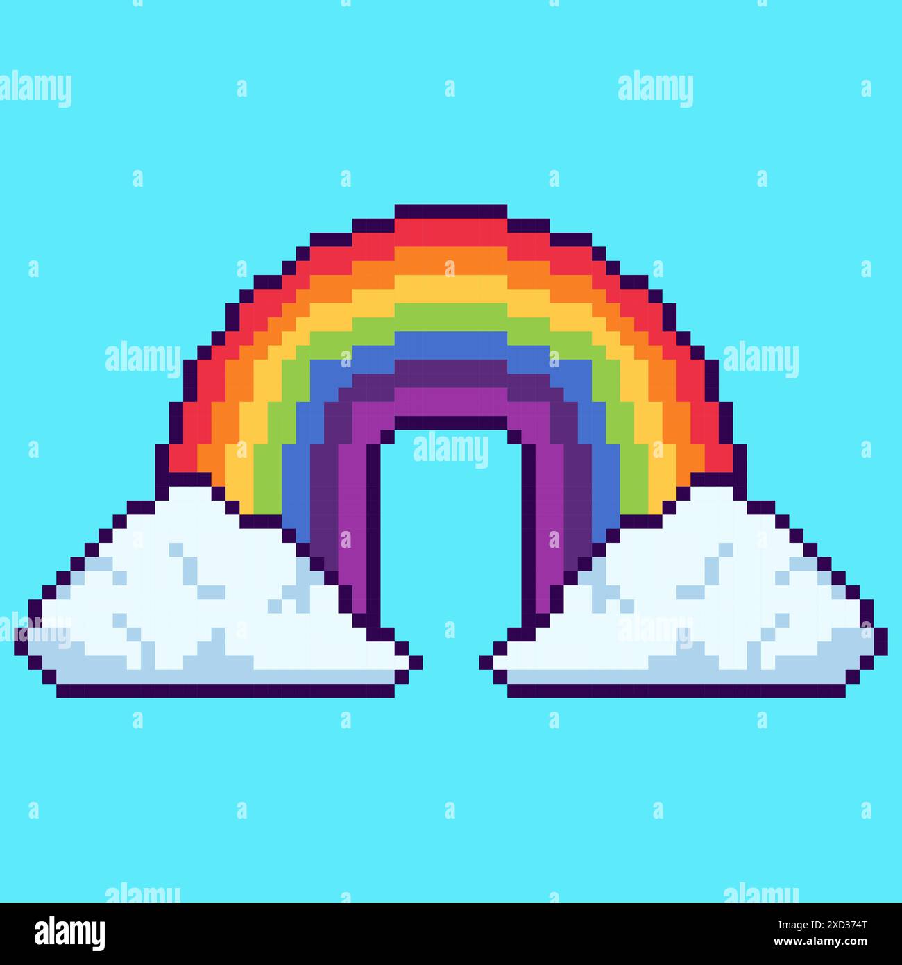 Vector Illustration of cloud with rainbow with Pixel Art Design ... Vector Illustration of cloud with rainbow with Pixel Art Design ...